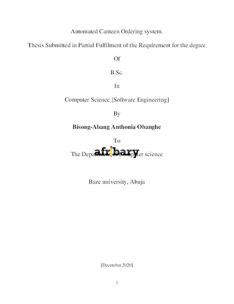 Automated Canteen Ordering system. | Afribary