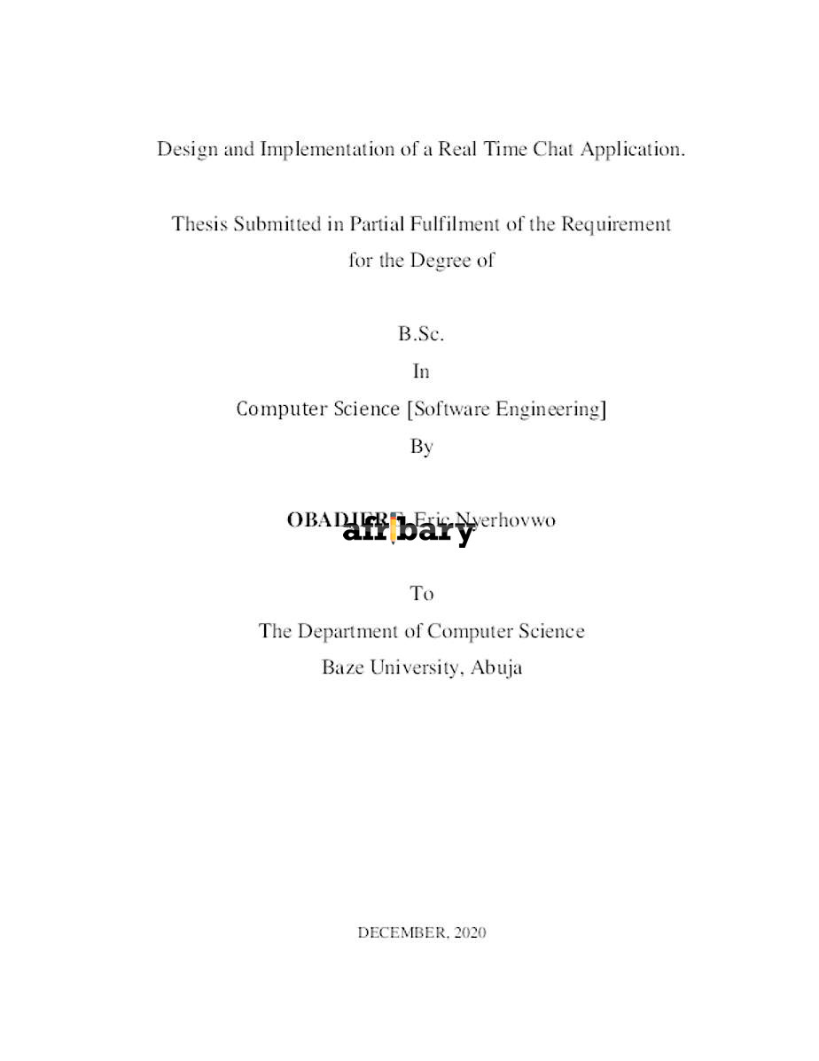 Design and Implementation of a Real Time Chat Application | Afribary