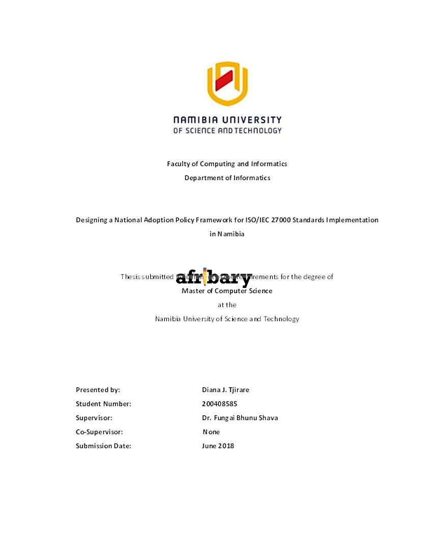 Designing A National Adoption Policy Framework For ISO/IEC 27000 ...