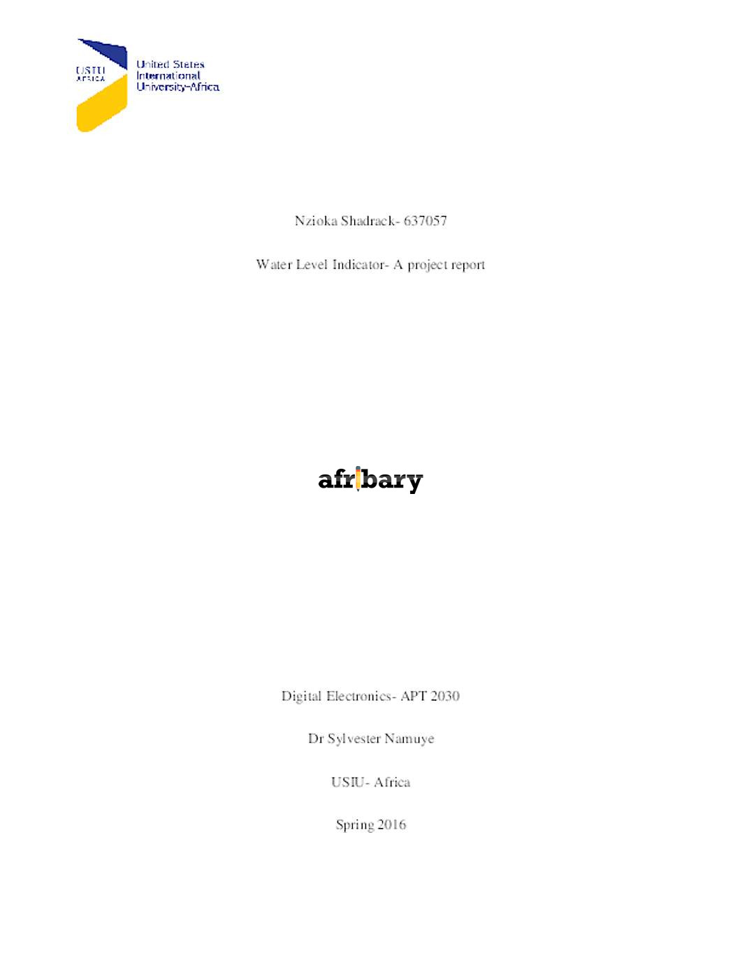 Water Level Indicator- A project report | Afribary