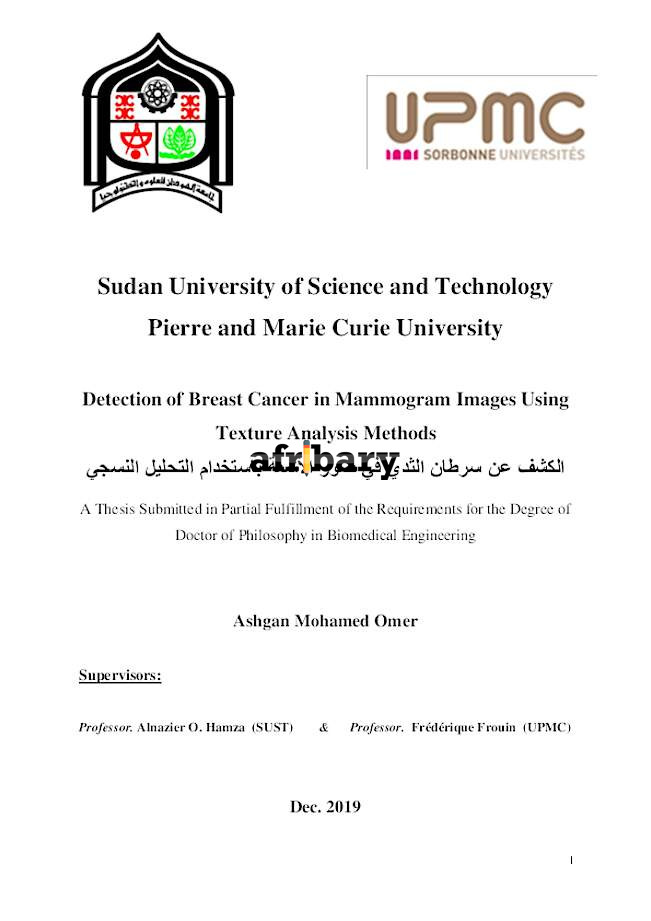 Detection Of Breast Cancer In Mammogram Images Using Texture Analysis Methods Afribary