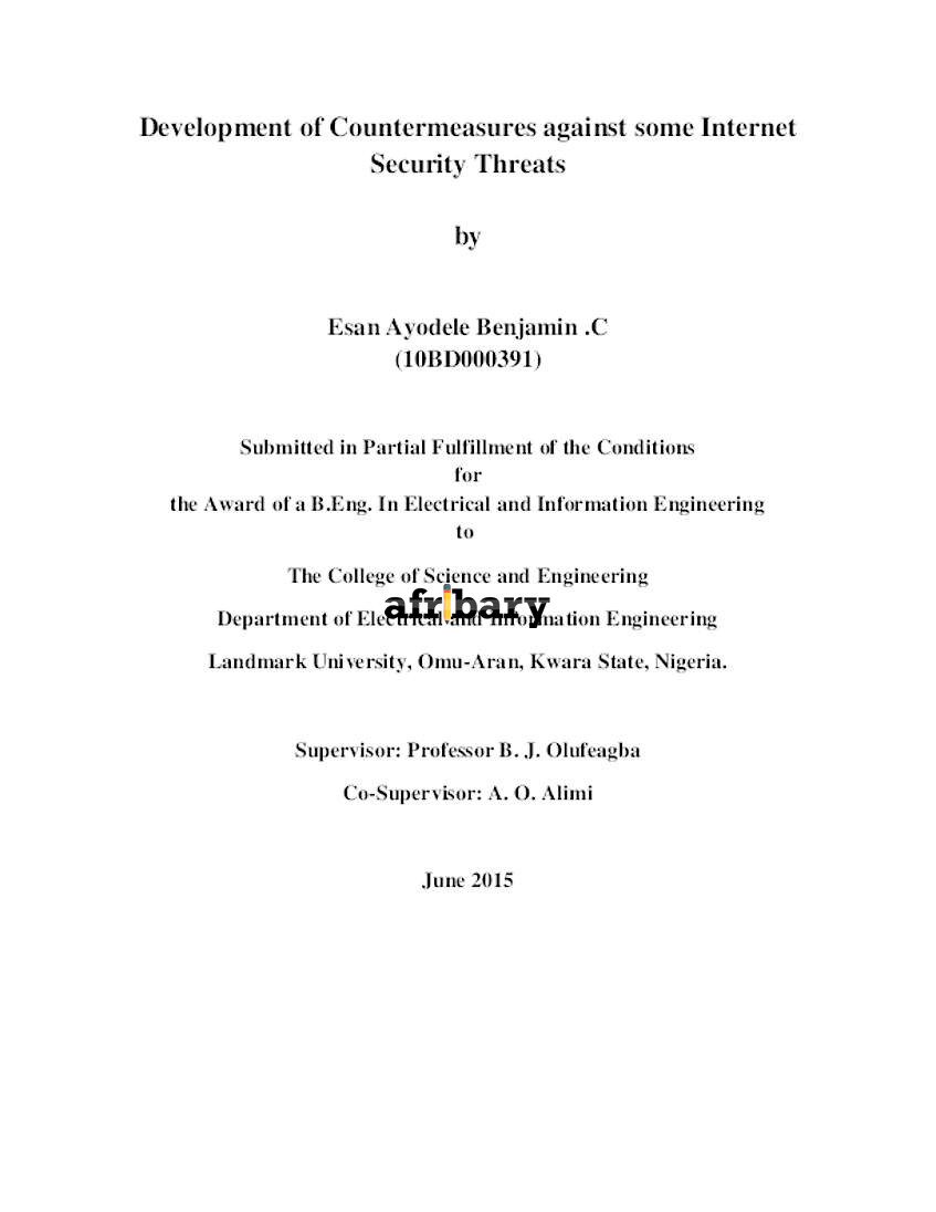 Development Of Countermeasures Against Some Internet Security Threats