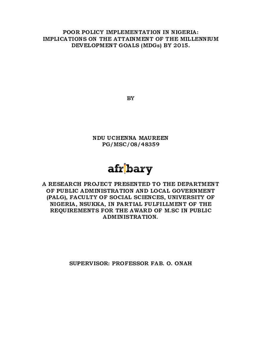 Poor Policy Implementation In Nigeria: Implications On The Attainment ...