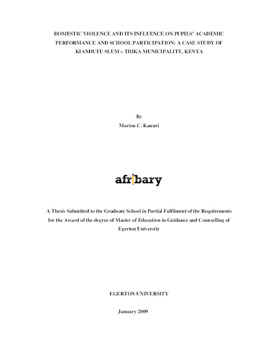Domestic Violence And Its Influence On Pupils’ Academic Performance And ...