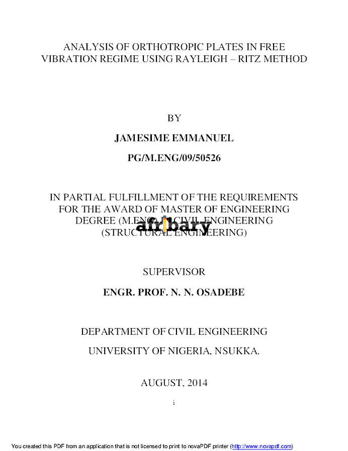 Analysis Of Orthotropic Plates In Free Vibration Regime Using Rayleigh ...