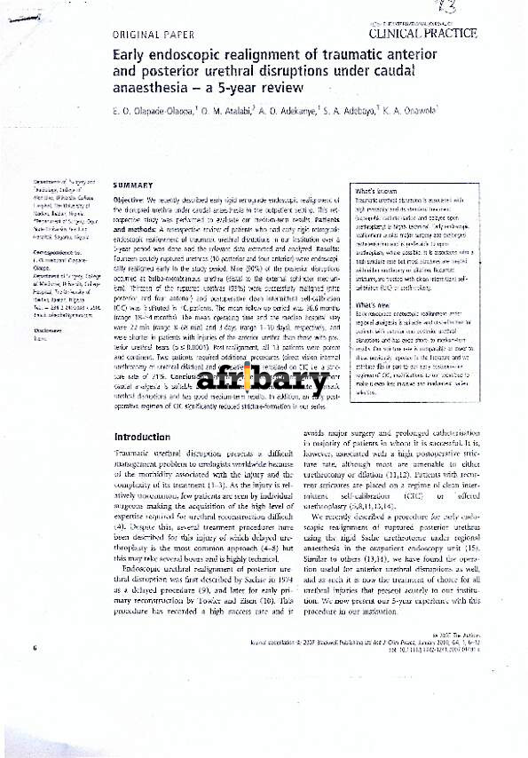 Early Endoscopic Realignment of Traumatic Anterior and Posterior ...