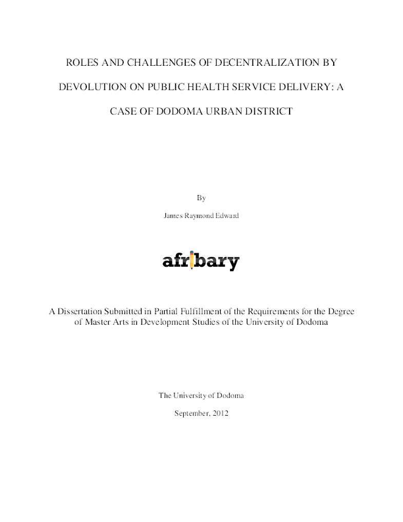 Roles And Challenges Of Decentralization By Devolution On Public Health ...