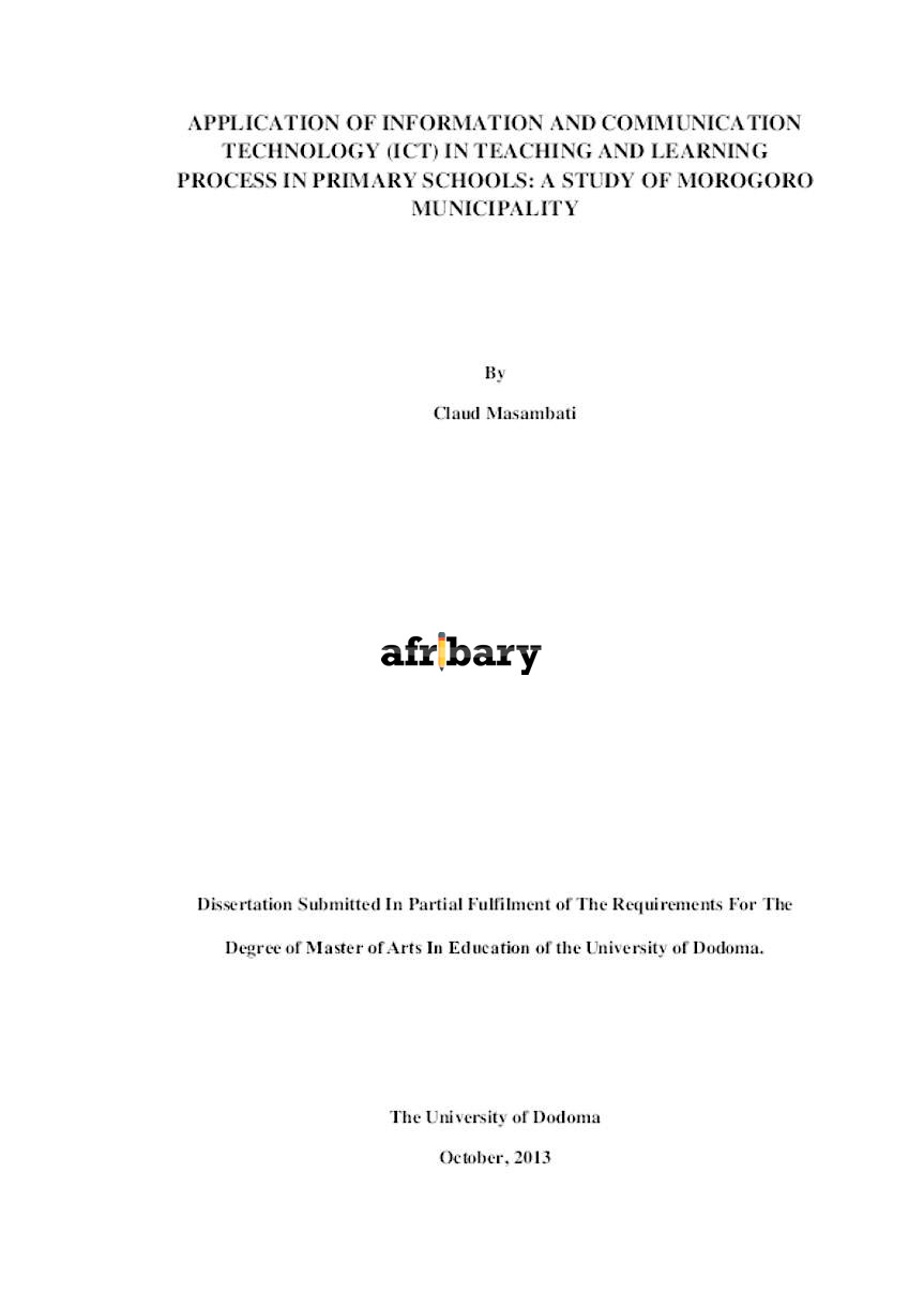 Application Of Information And Communication Technology (Ict) In ...