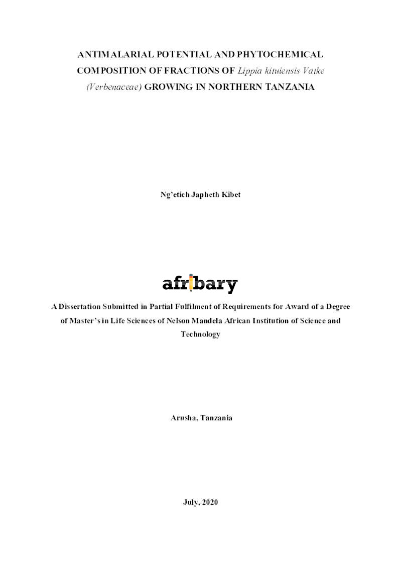 Antimalarial Potential And Phytochemical Composition Of Fractions Of ...
