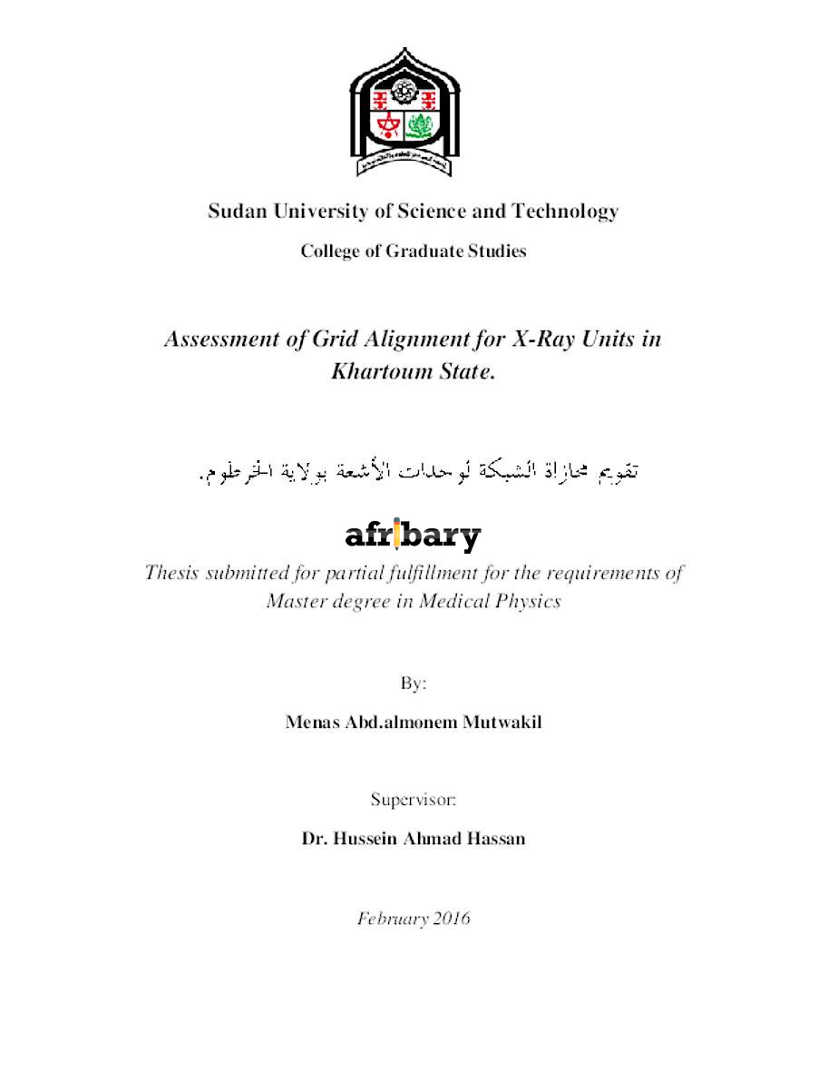 Assessment Of Grid Alignment For X Ray Units In Khartoum State Afribary assessment-of-grid-alignment-for-x-ray-units-in-khartoum-state-afribary