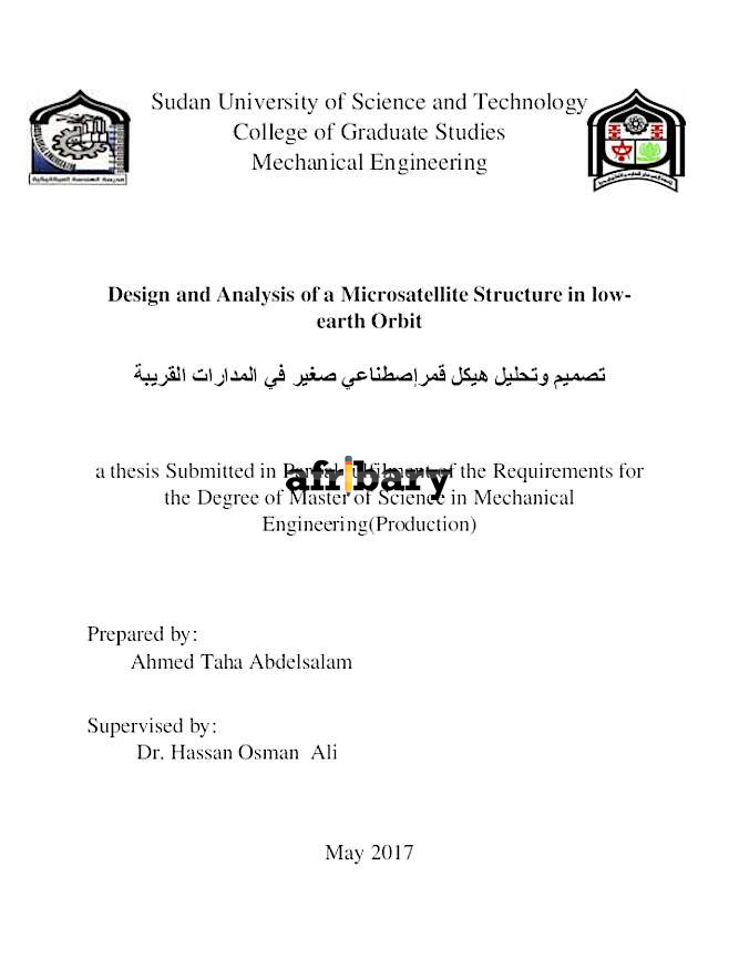 Design and Analysis of a Microsatellite Structure in lowearth Orbit ...