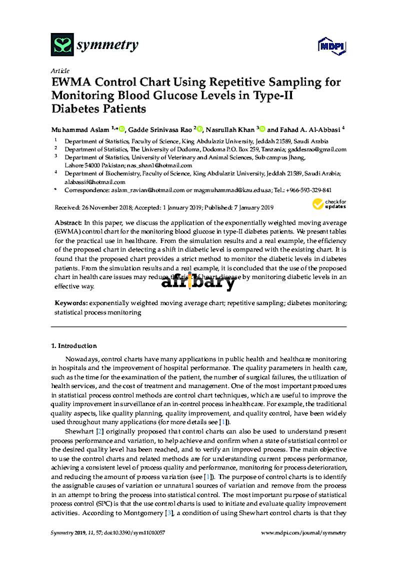 EWMA Control Chart Using Repetitive Sampling for Monitoring Blood Glucose Levels in Type-II ...