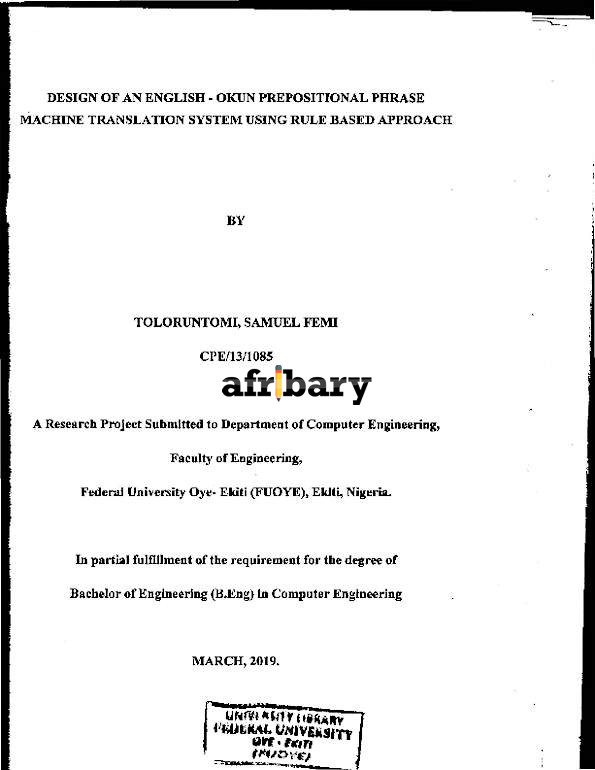 Design Of An English - Okun Prepositional Phrase Machine Translation ...