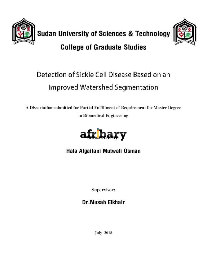 Detection of sickle Cell Disease Based on an Improved Watershed Segmentation | Afribary