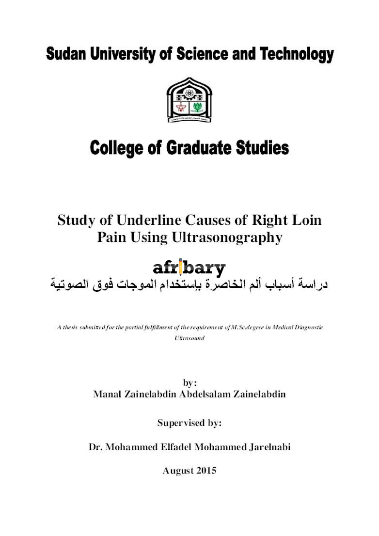 Study Of Underline Causes Of Right Loin Pain Using Ultrasonography ...