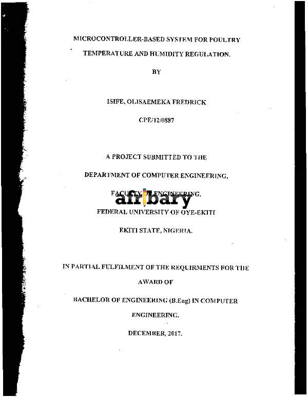 Microcontroller-Based System For Poultry Temperature And Humidity ...