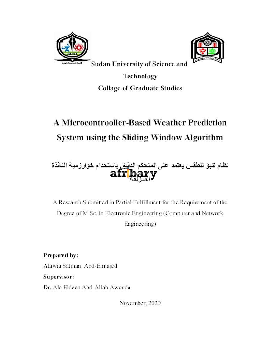 Microcontrooller-Based Weather Prediction System Using The Sliding Window Algorithm | Afribary