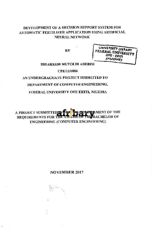 Development Of A Decision Support System For Automatic Fertilizer Application Using Artificial