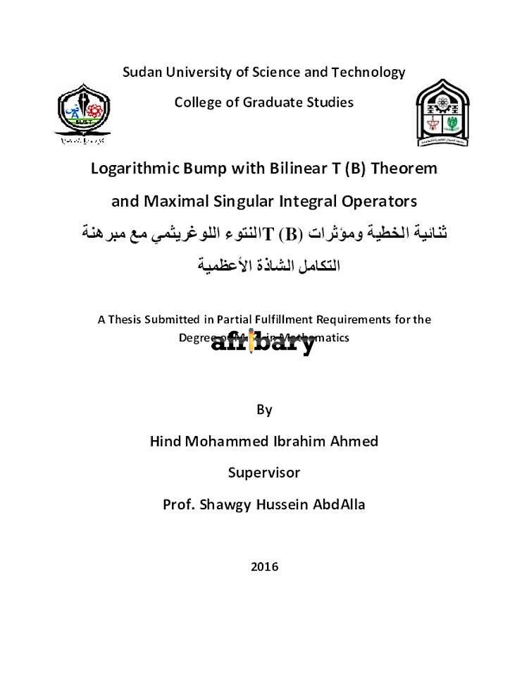 Logarithmic Bump With Bilinear T B Theorem And Maximal Singular Integral Operators Afribary
