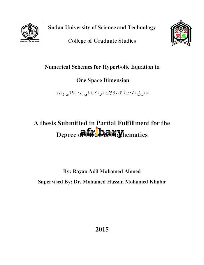 Numerical Schemes For Hyperbolic Equation In One Space Dimension Afribary