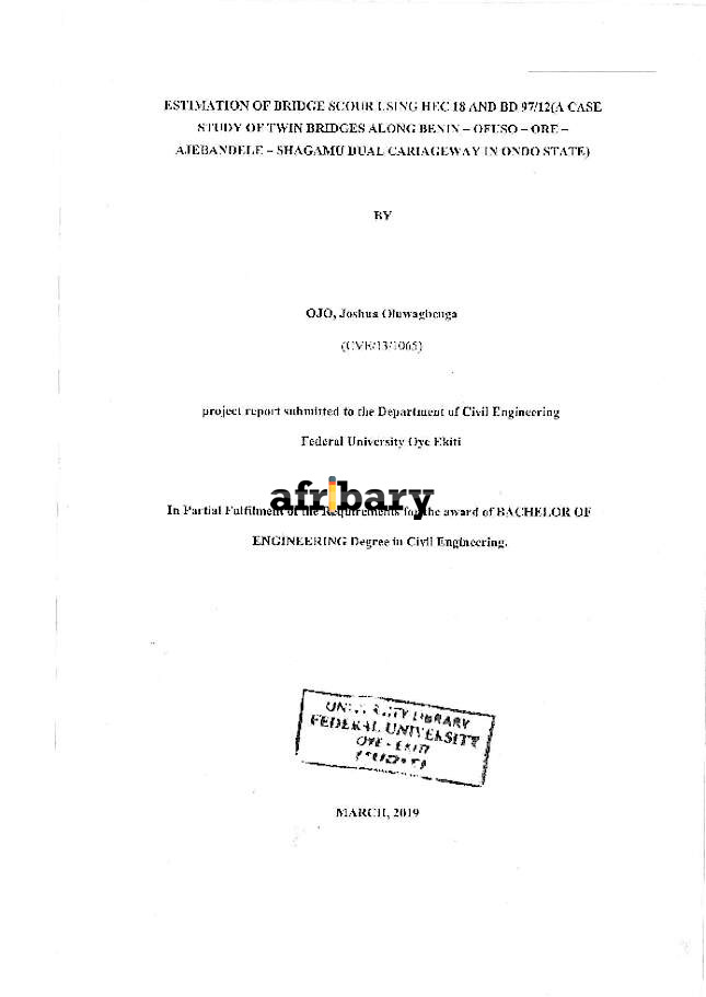 Estimation Of Bridge Scour Using Hec 18 And Bd 97/12(A Case Study Of ...