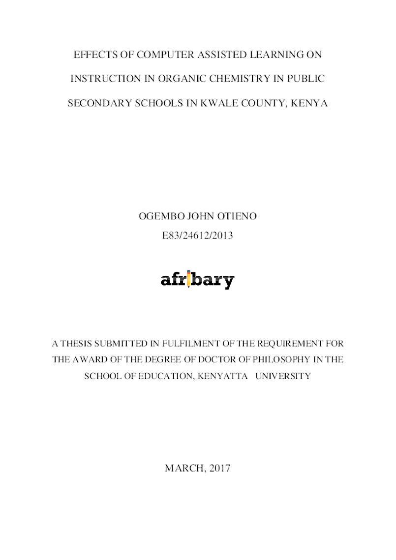 Effects Of Computer Assisted Learning On Instruction In Organic ...