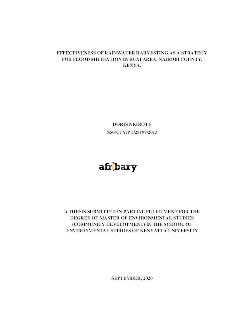 Effectiveness Of Rainwater Harvesting As A Strategy For Flood ...