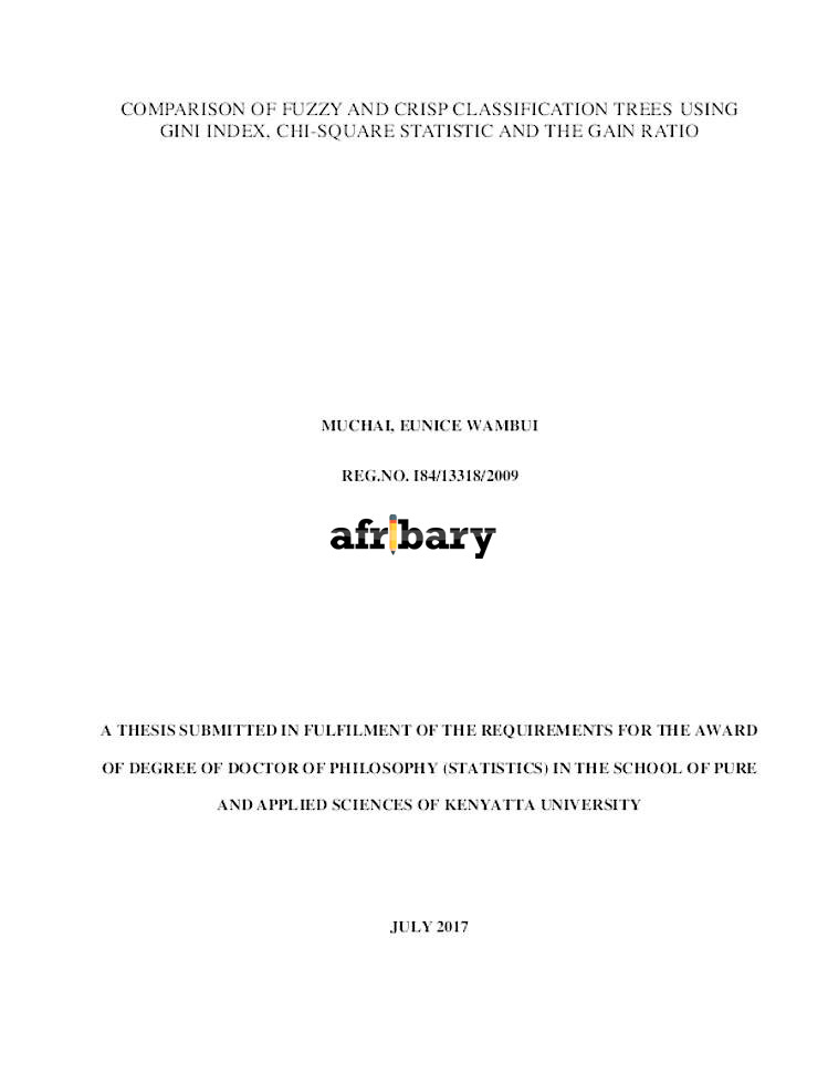 Comparison Of Fuzzy And Crisp Classification Trees Using Gini Index Chi Square Statistic And