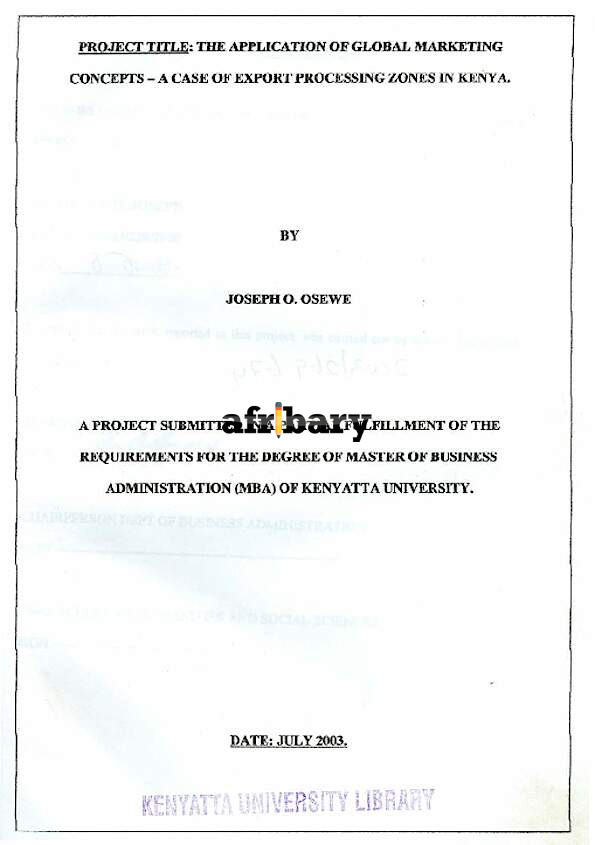 The Application Of Global Marketing Concepts - A Case Of Export ...