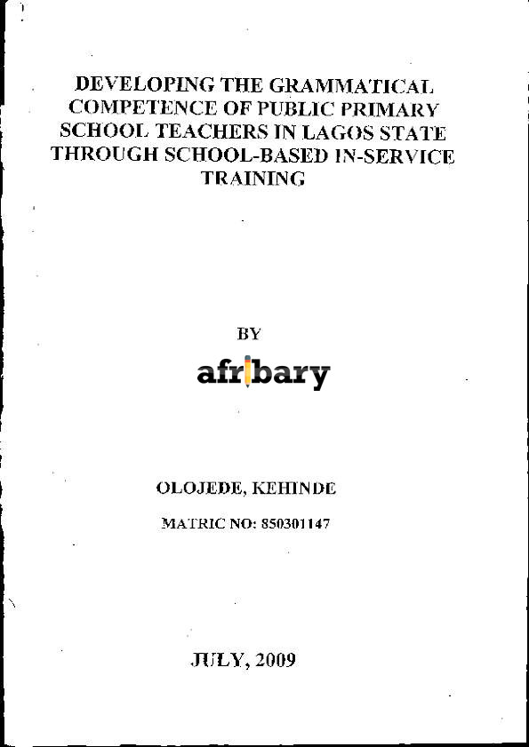 Developing The Grammatical Competence Of Public Primary School Teachers developing-the-grammatical-competence-of-public-primary-school-teachers