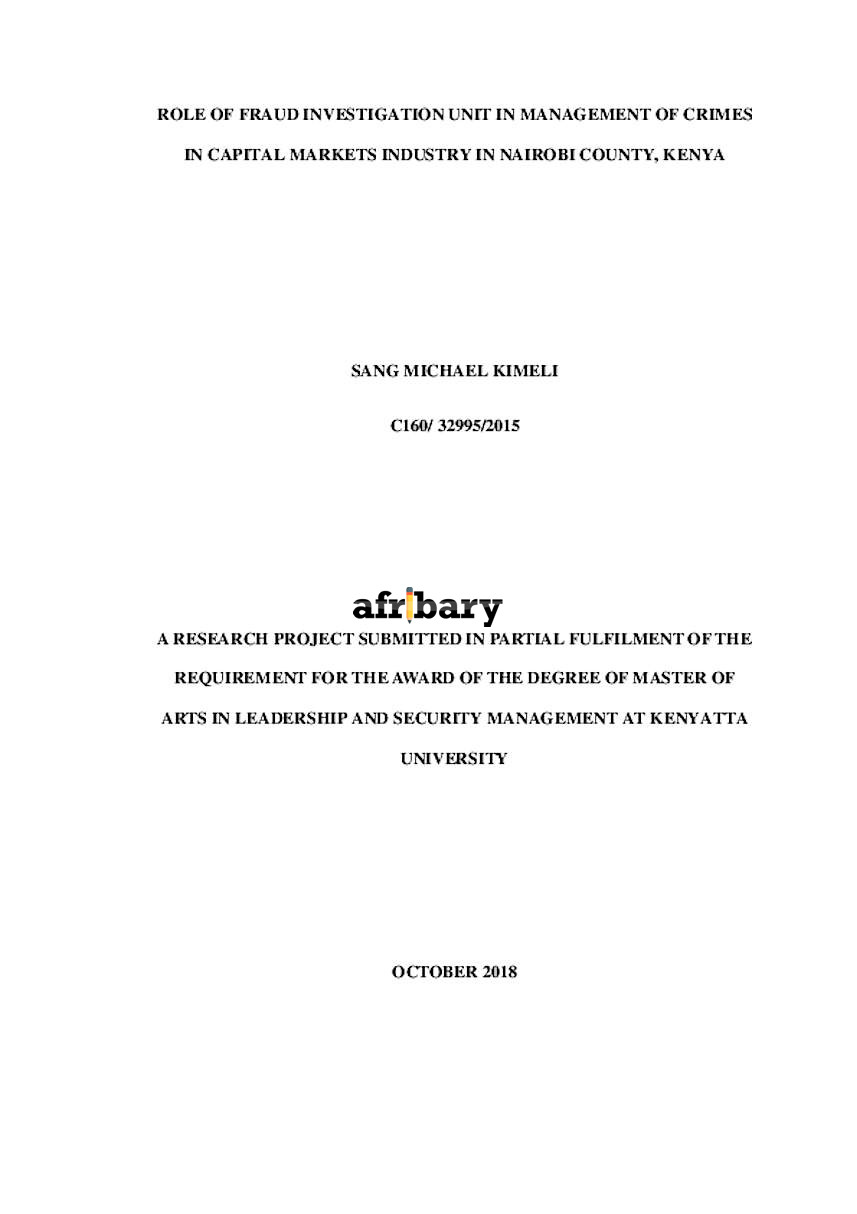 Role Of Fraud Investigation Unit In Management Of Crimes In Capital ...