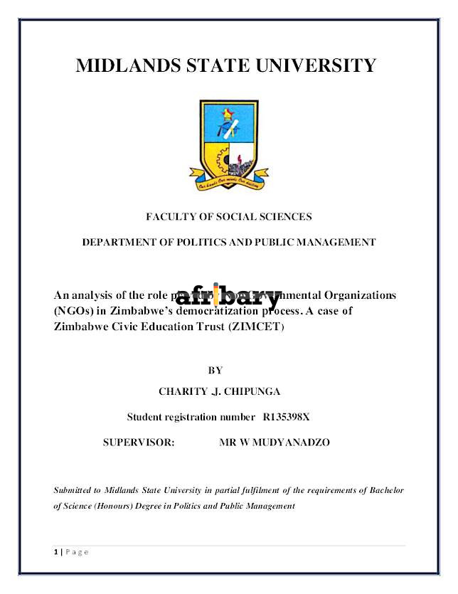 An analysis of the role played by Non Governmental Organizations (NGOs ...