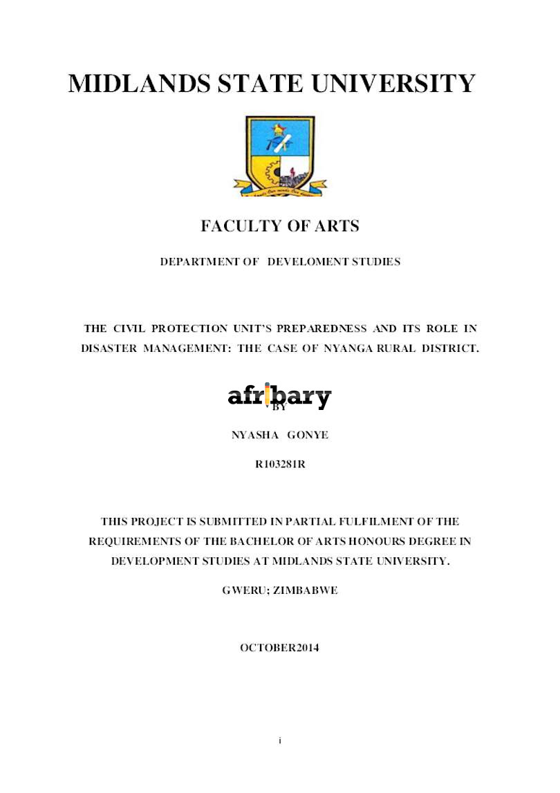 The Civil Protection Unit’s Preparedness And Its Role In Disaster ...