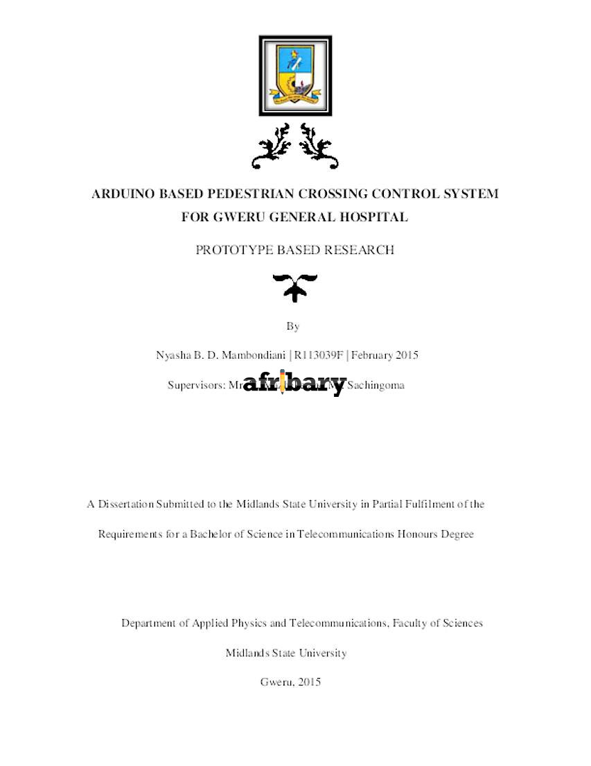 Arduino Based Pedestrian Crossing Control System For Gweru General ...