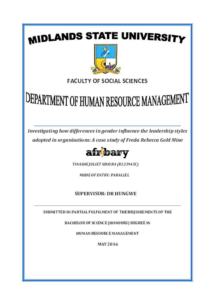 Investigating How Differences In Gender Influence The Leadership Styles ...