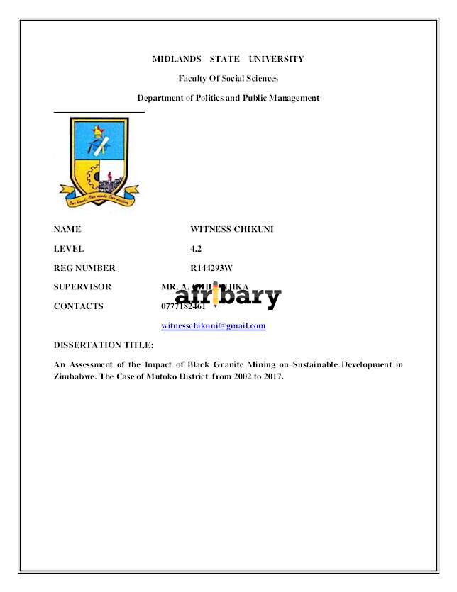 An Assessment of the Impact of Black Granite Mining on Sustainable ...