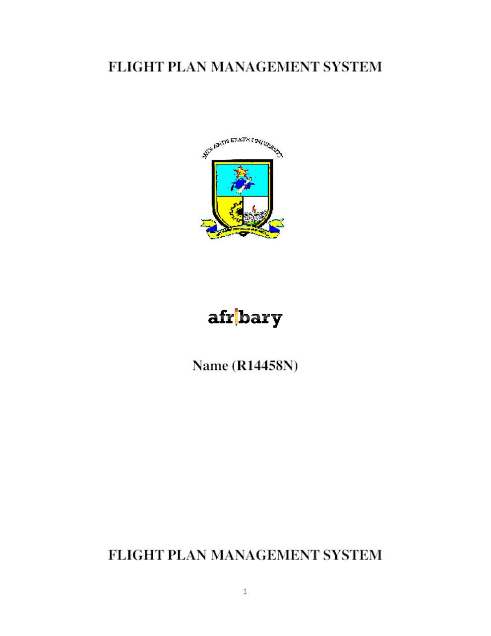 Flight Plan Management System | Afribary