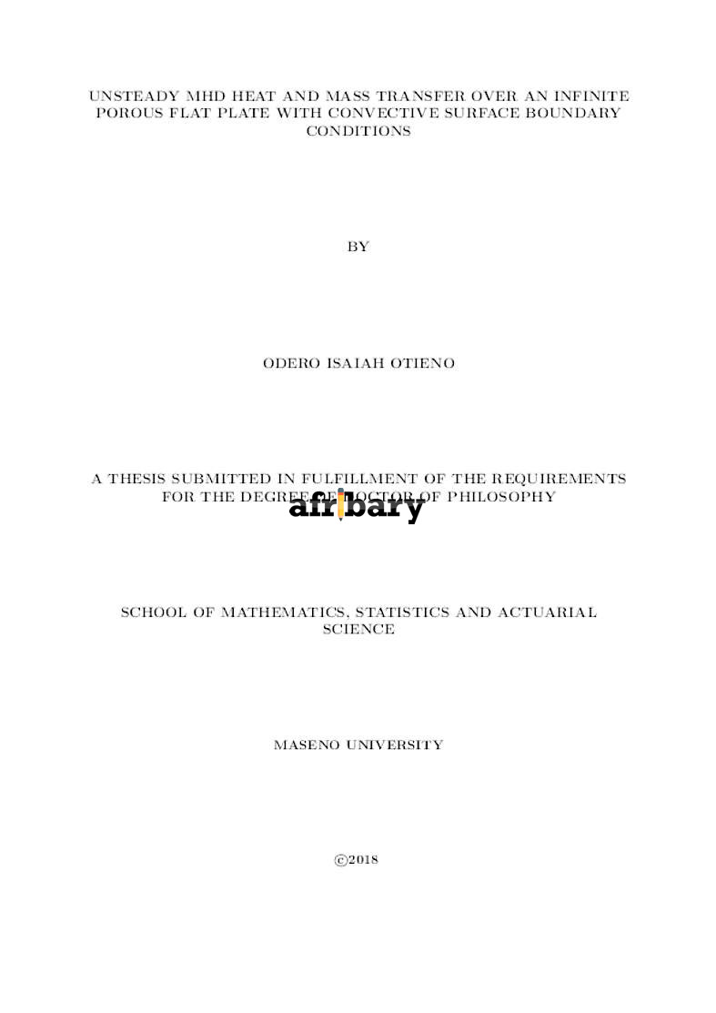 Unsteady Mhd Heat And Mass Transfer Over An Infinite Porous Flat Plate ...
