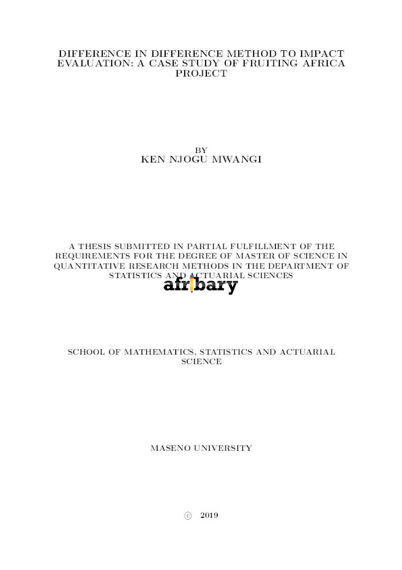 Difference In Difference Method To Impact Evaluation: A Case Study Of ...