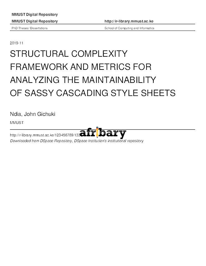 Structural Complexity Framework And Metrics For Analyzing The Maintainability Of Sassy Cascading ...