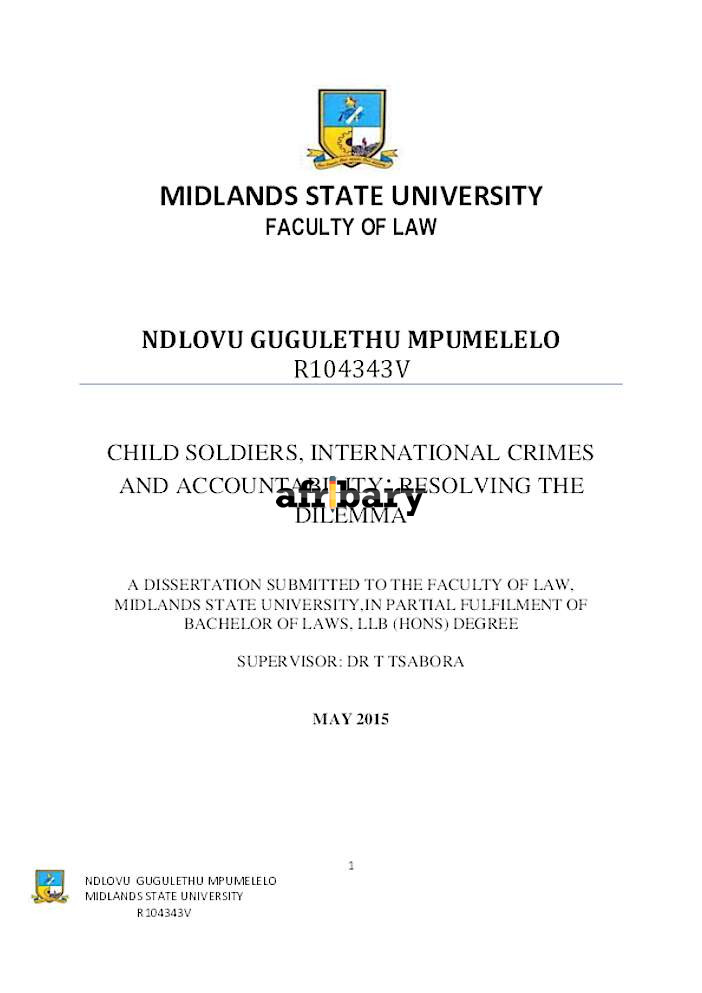 Child Soldiers, International Crimes And Accountability: Resolving The ...