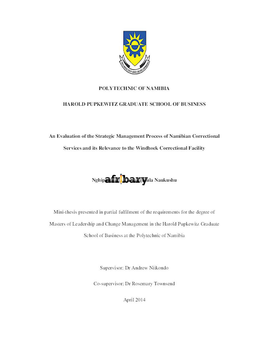 An Evaluation of the Strategic Management Process of Namibian ...
