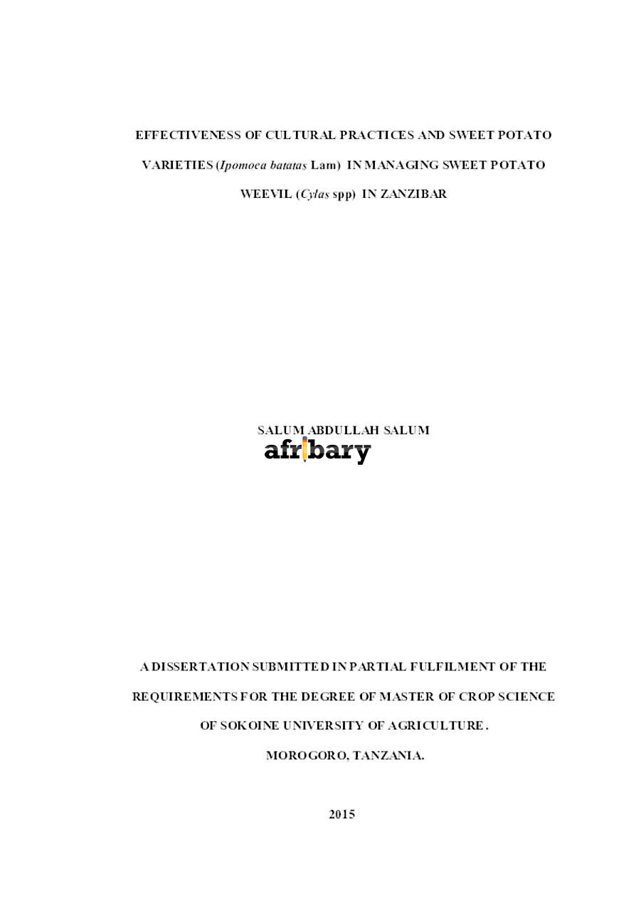 EFFECTIVENESS OF CULTURAL PRACTICES AND SWEET POTATO VARIETIES (Ipomoea ...