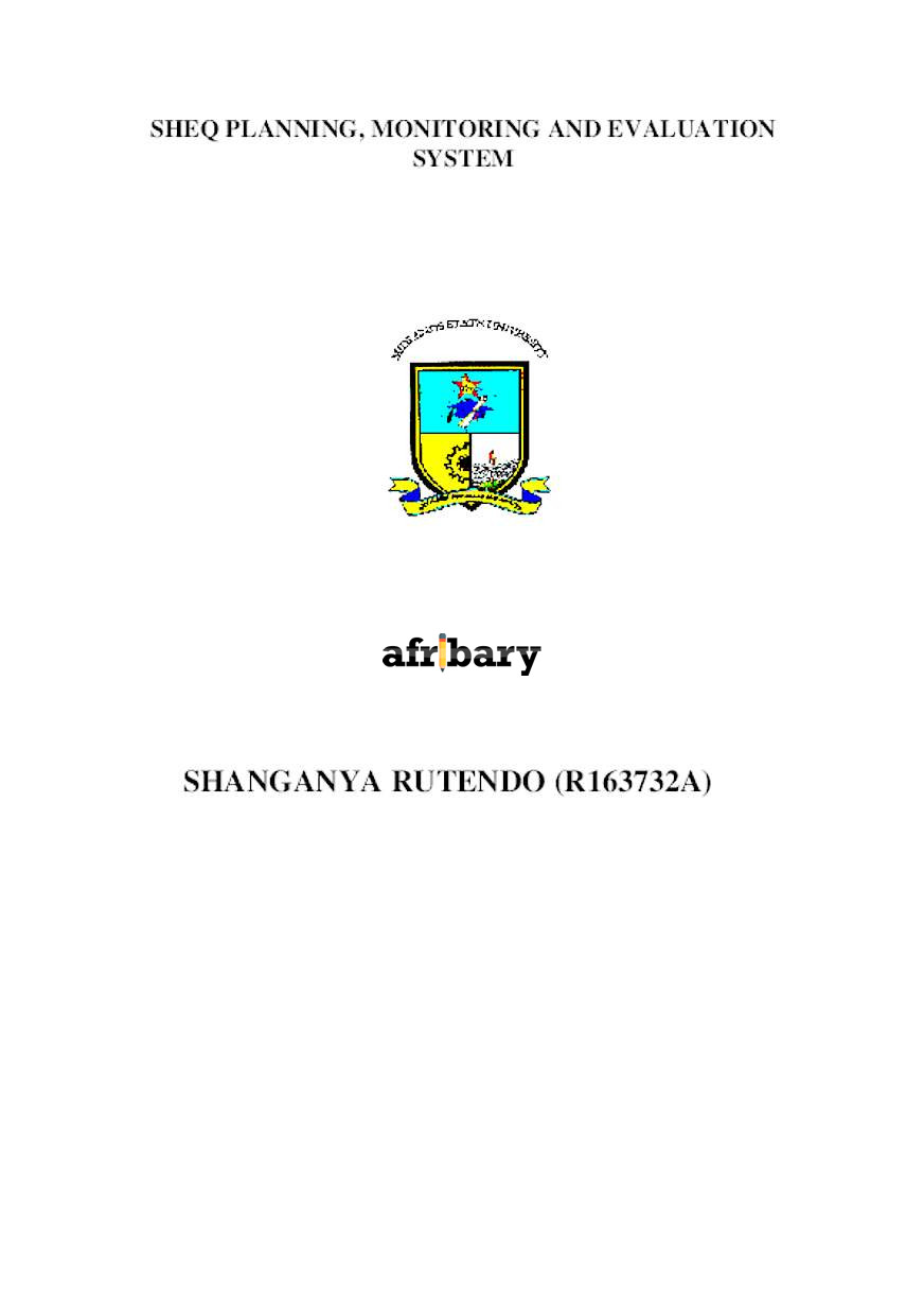 Sheq Planning, Monitoring And Evaluation System | Afribary
