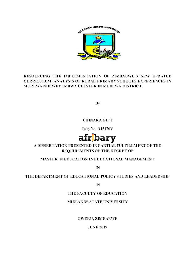 Resourcing The Implementation Of Zimbabwe’s New Updated Curriculum ...