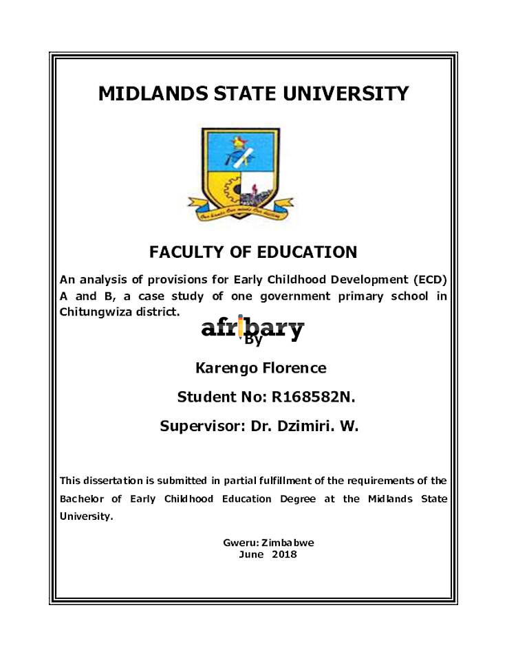 An analysis of provisions for Early Childhood Development (ECD) A and B ...