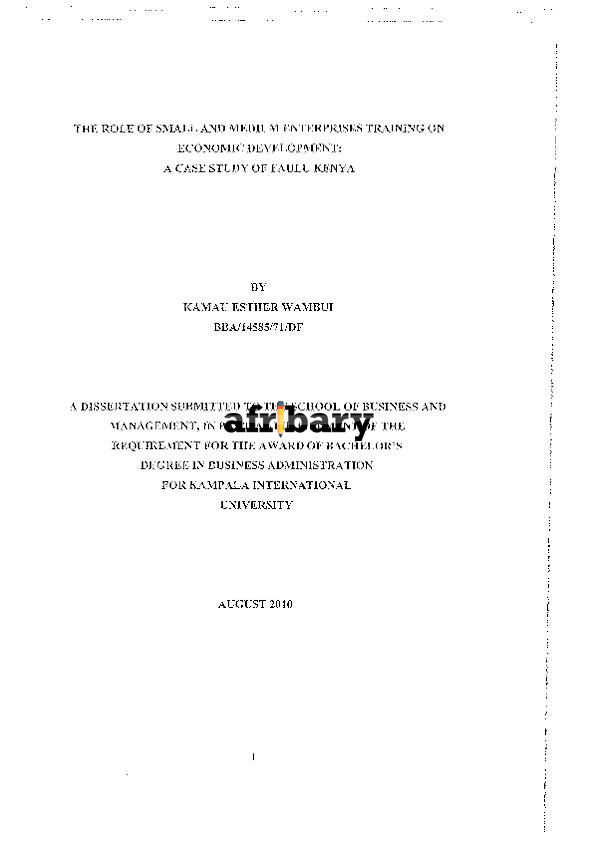 The Role Of Small And Medium Enterprises Training On Economic ...