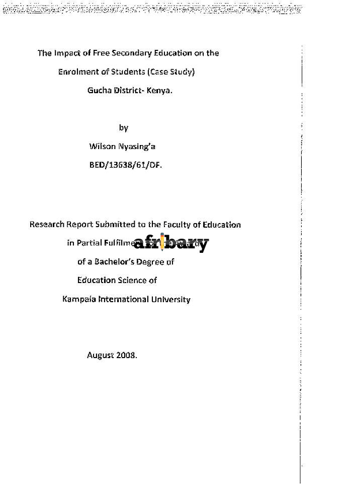 The Impact of Free Secondary Education on the Enrolment of Students ...