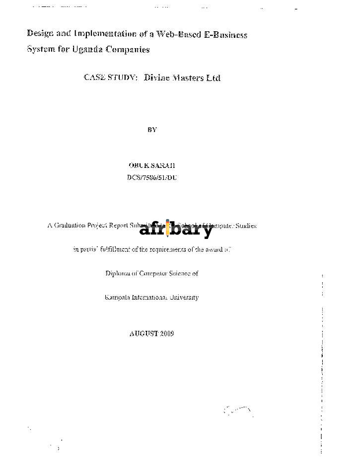 Design and Implementation of a Web-Based E-Business System for Uganda Companies CASE STUDY ...