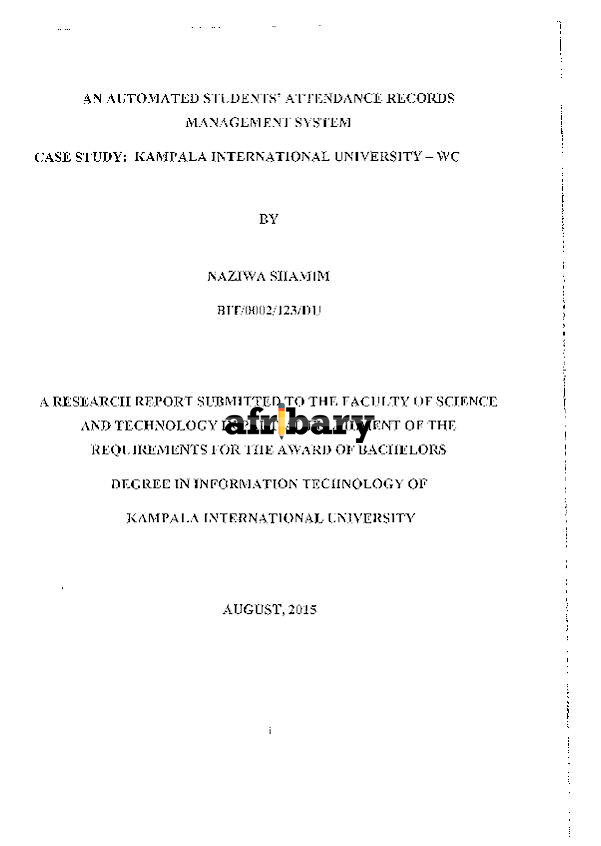 An Automated Students' Attendance Records Management System Case Study ...